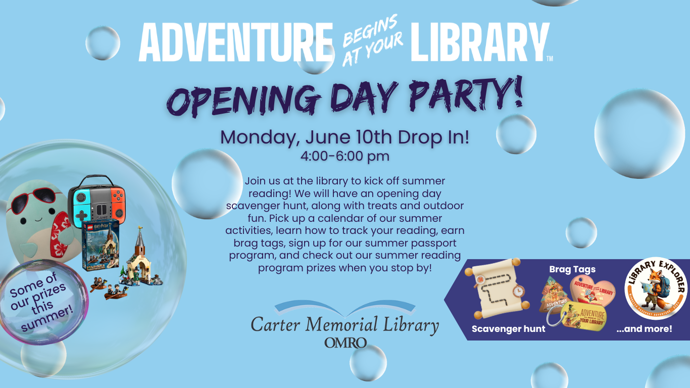 2024 Summer Reading Opening Day Party! | Carter Memorial Library